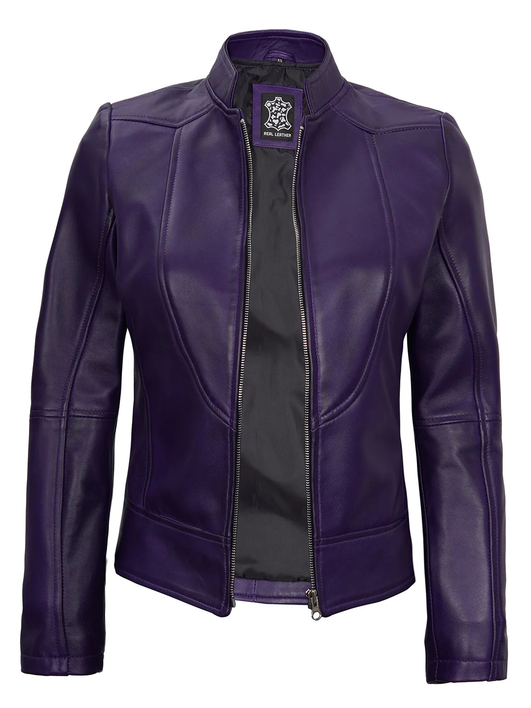 Purple Cafe Racer Women's Leather Jacket – Decrum