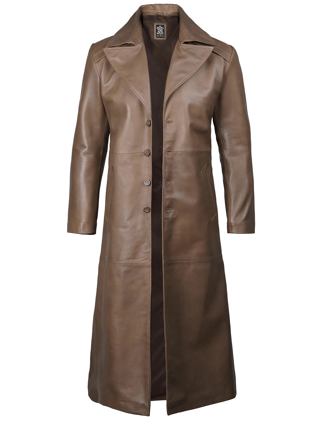 Mens Brown Leather Long Duster Coat – Decrum